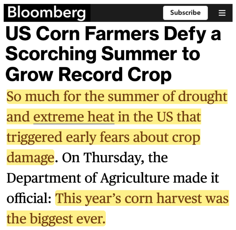 Turns out the media was totally wrong – Food crops booming despite ...