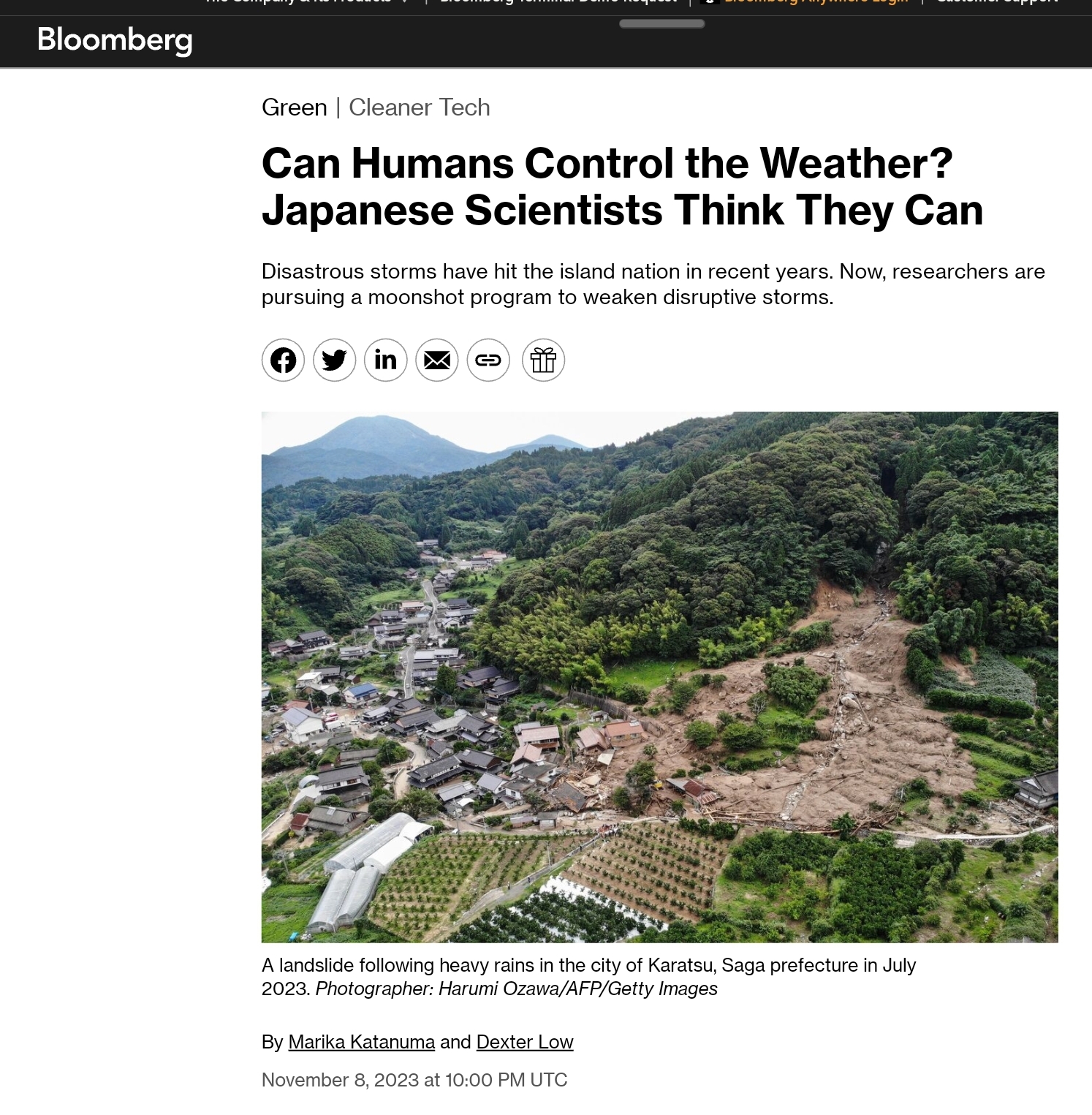 Bloomberg News: Can Humans Control the Weather? Japanese Scientists ...
