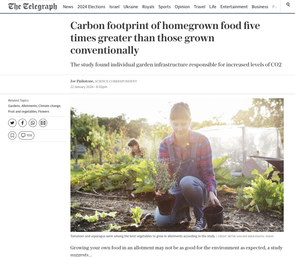 Study: Carbon footprint of homegrown food five times greater than those ...