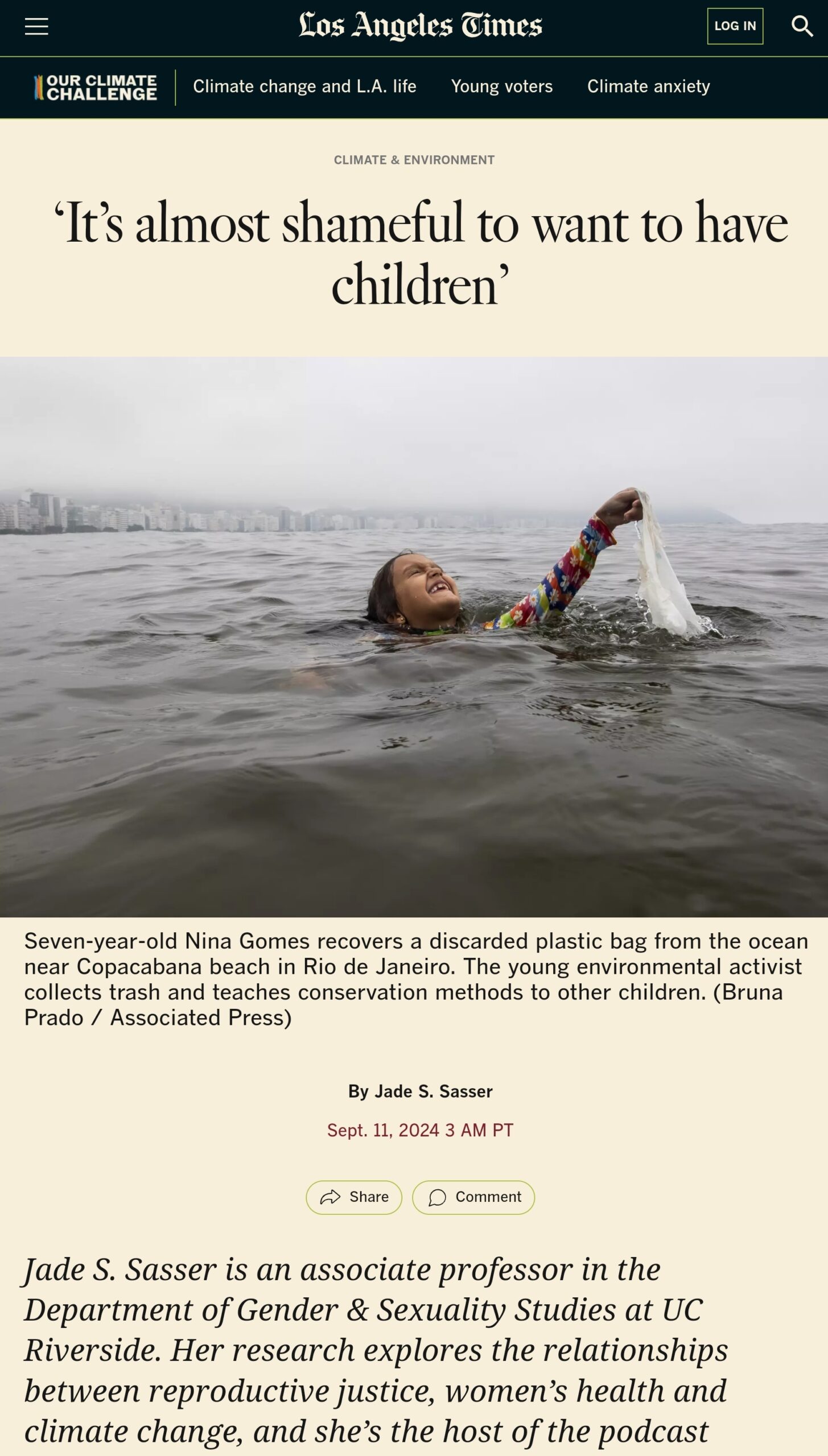 LA Times: ‘It’s almost shameful to want to have children’ – ‘Climate ...
