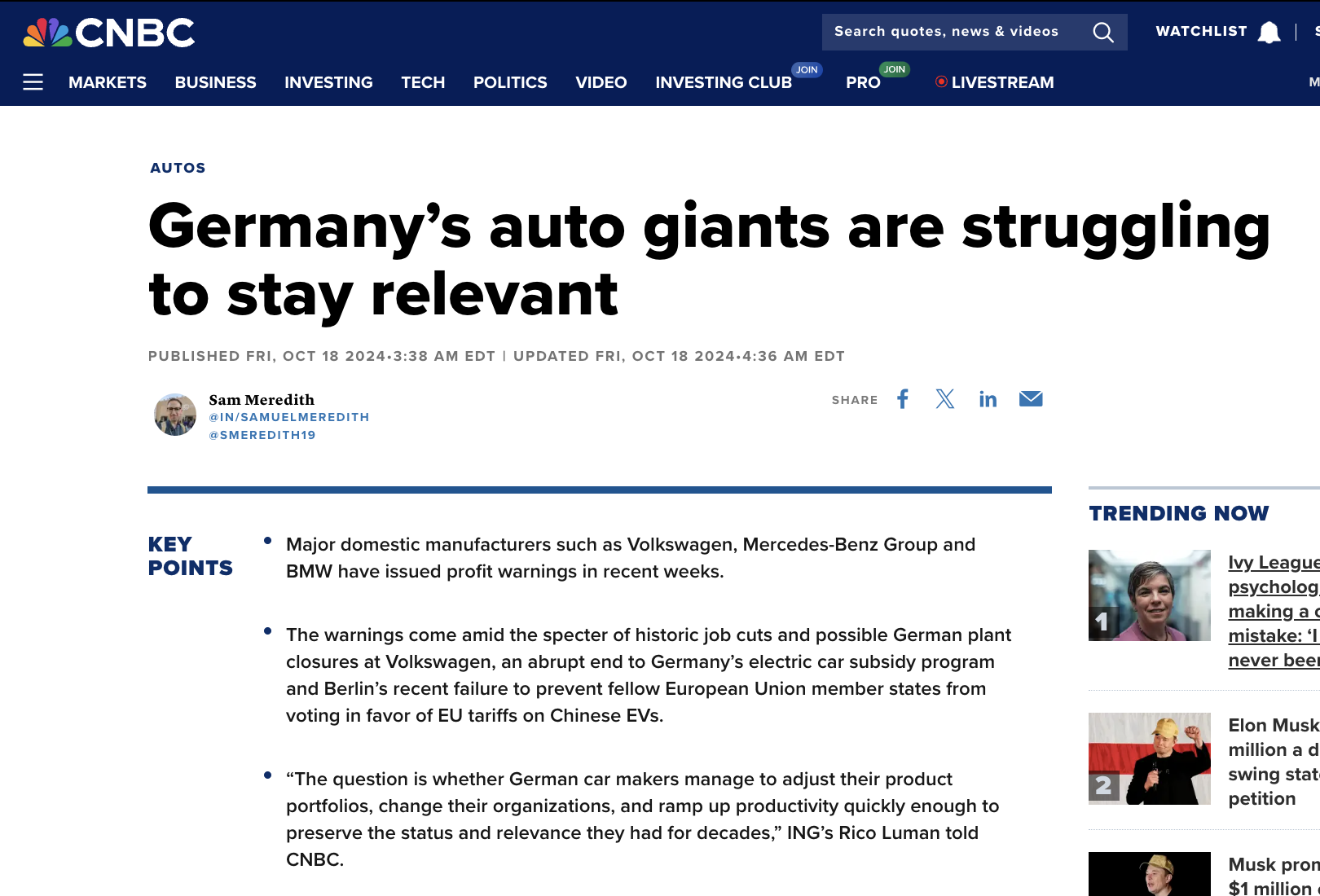Germany’s auto giants are struggling to stay relevant as ‘abrupt end to ...