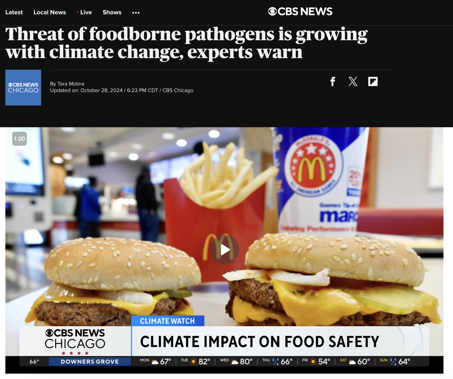 CBS News: ‘Threat of foodborne pathogens is growing with climate change ...