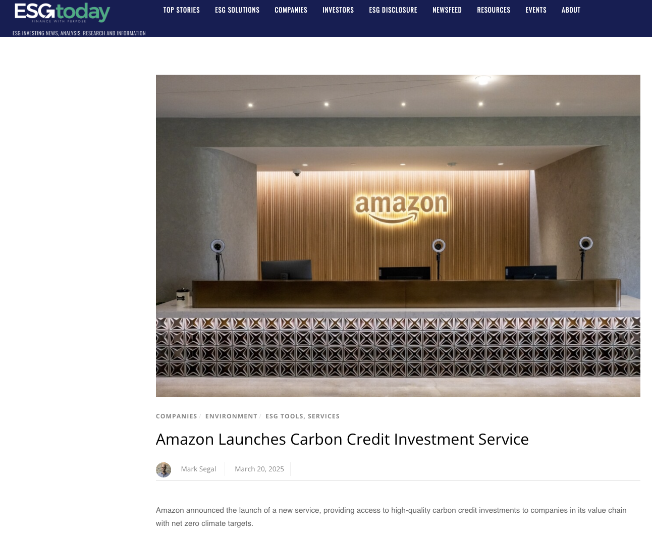Amazon Launches ‘High-Quality’ Carbon Credit Investment Service – To ...