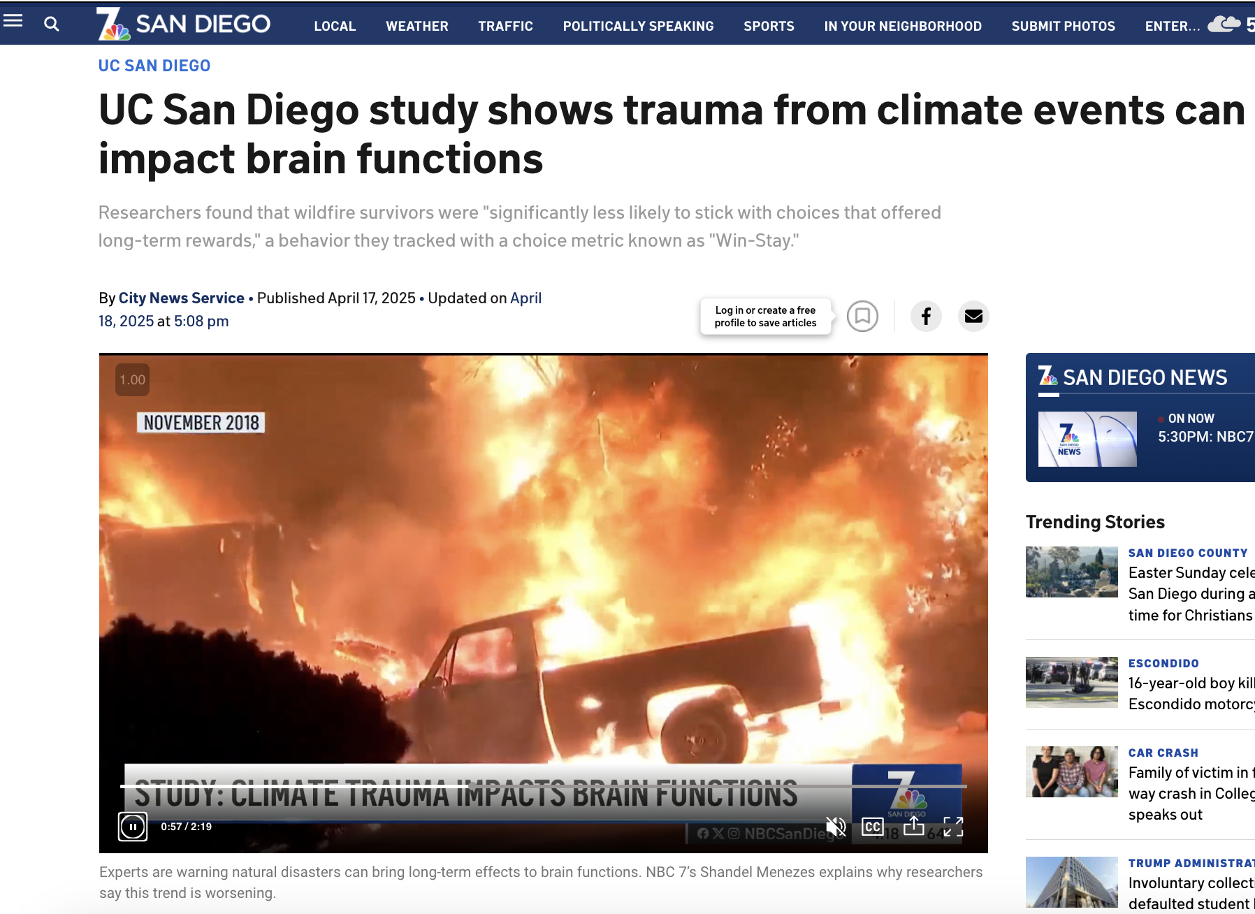 ‘Climate Trauma’: UC San Diego study ‘shows trauma from climate events ...