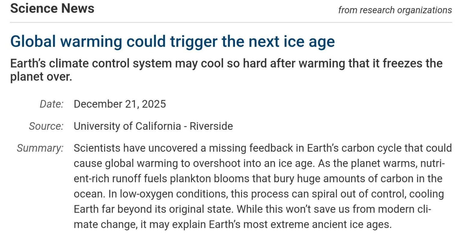 STUDY: ‘Global warming could trigger the next ice age’ – ‘Earth’s ...
