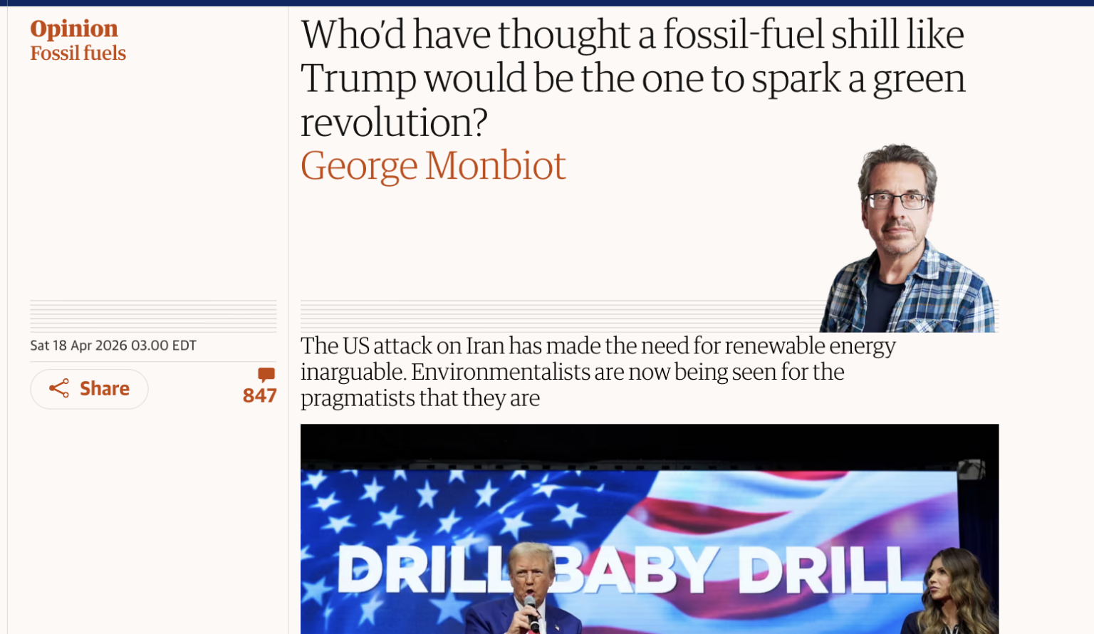 UK Environmentalist George Monbiot claims Trump is ‘the one to spark a ...